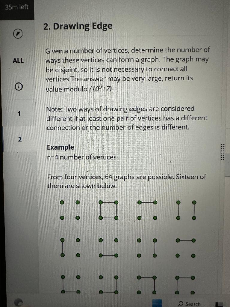 Solved Drawing EdgeGiven a number of vertices, determine the | Chegg.com