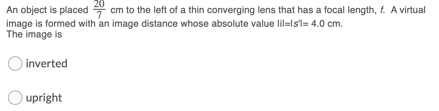 Solved An object is placed 7 cm to the left of a thin | Chegg.com