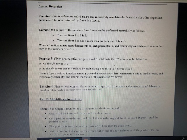 Solved Part A: Recursion Exercise 1: Write a function called | Chegg.com