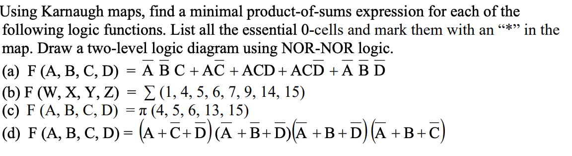 Solved Using Karnaugh maps, find a minimal product-of-sums | Chegg.com