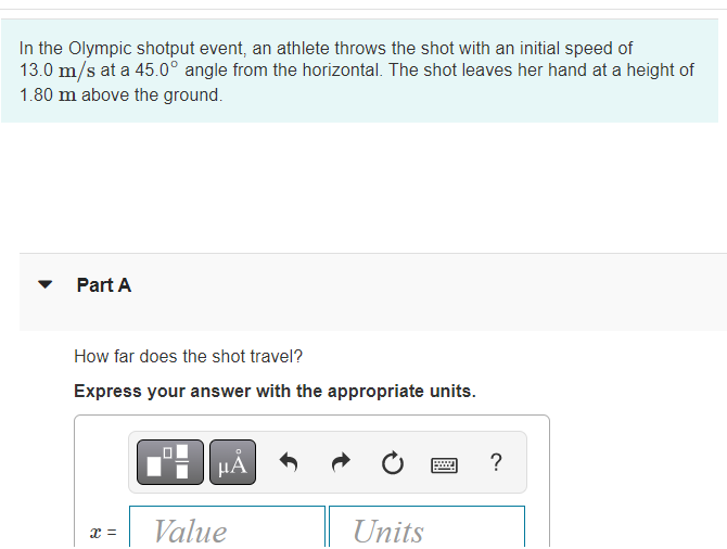 Solved In the Olympic shotput event, an athlete throws the | Chegg.com