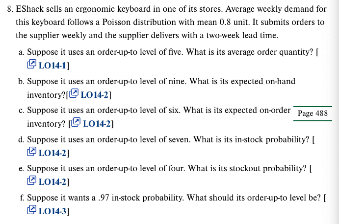 8. EShack sells an ergonomic keyboard in one of its | Chegg.com