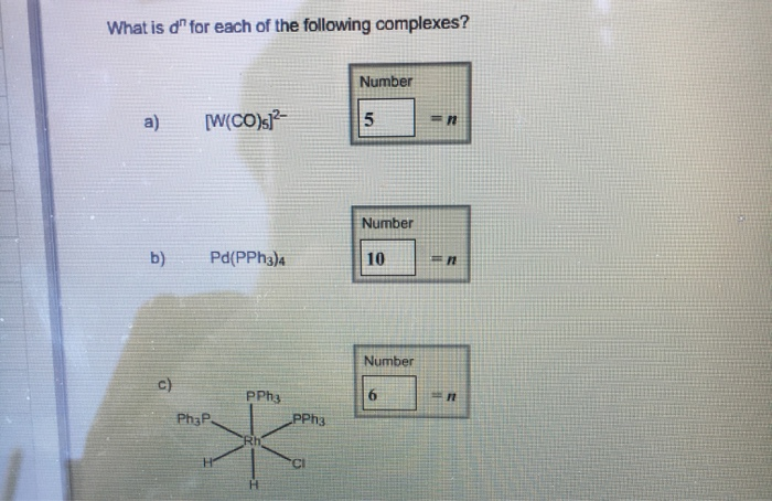 Solved What is d" for each of the following complexes? | Chegg.com