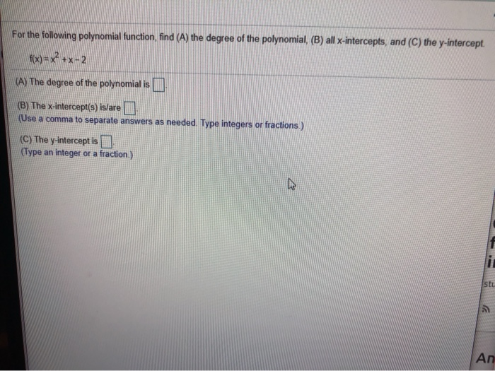 Solved For the following polynomial function, find (A) the | Chegg.com
