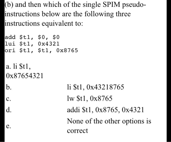 Solved |(b) and then which of the single SPIM pseudo | Chegg.com