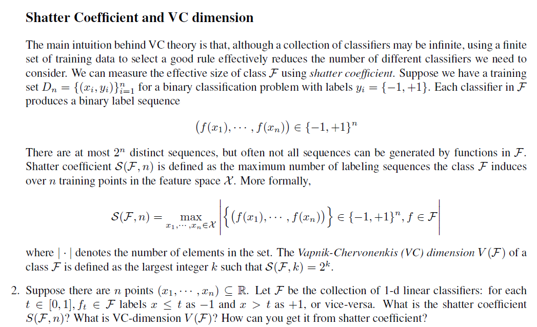 Shatter Coefficient and VC dimension The main | Chegg.com