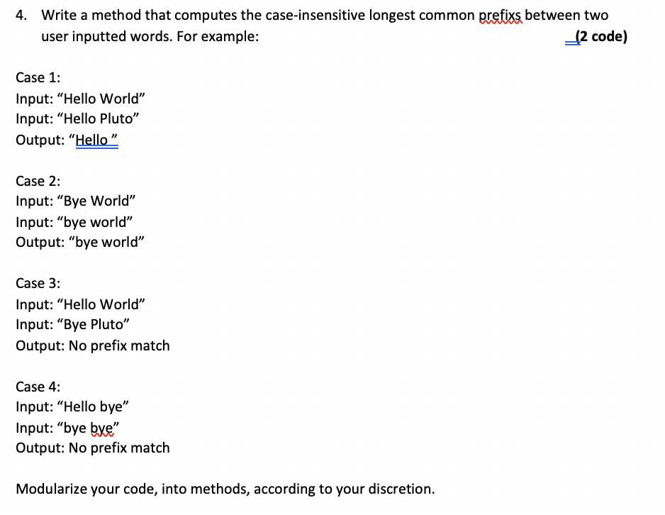 Solved 4. Write a method that computes the case-insensitive | Chegg.com