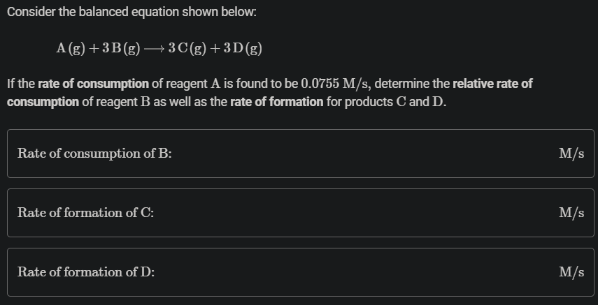 Solved Consider the balanced equation shown below: A( g)+3 | Chegg.com