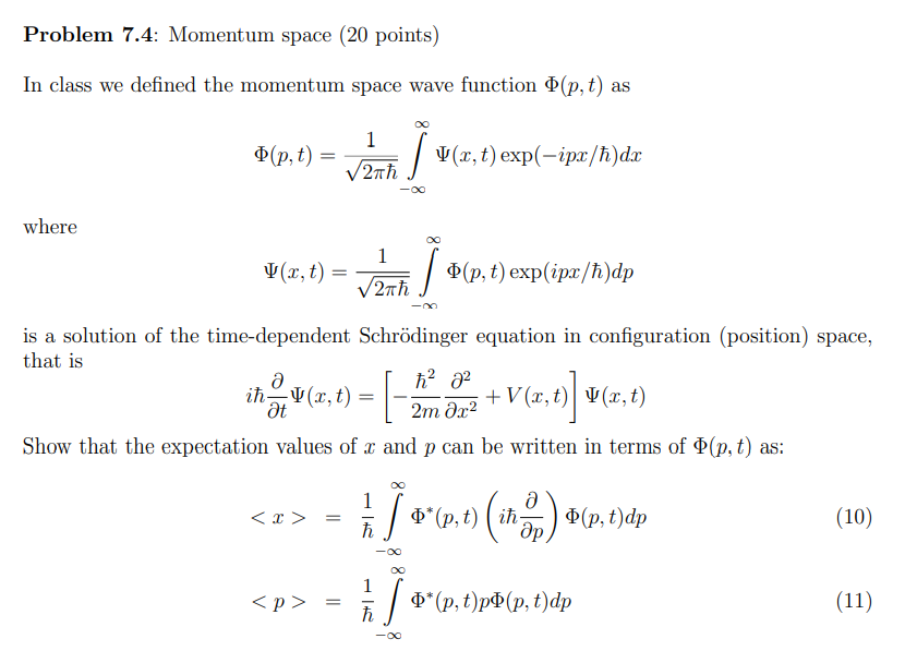 Solved Problem 7 4 Momentum Space 20 Points In Class We