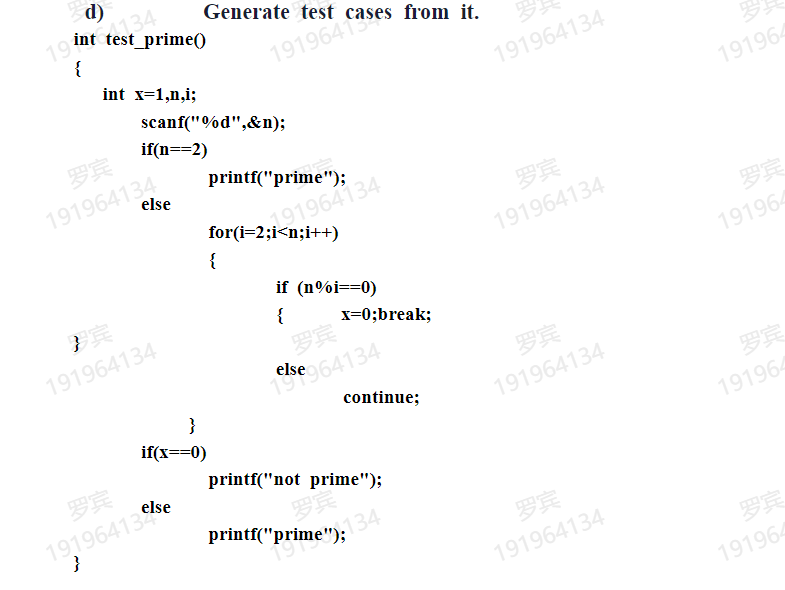 Solved d) Generate test cases from it. | Chegg.com