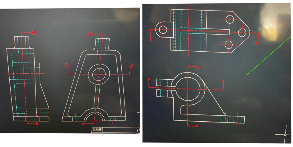 Solved draw the missing top view and the three sectional | Chegg.com