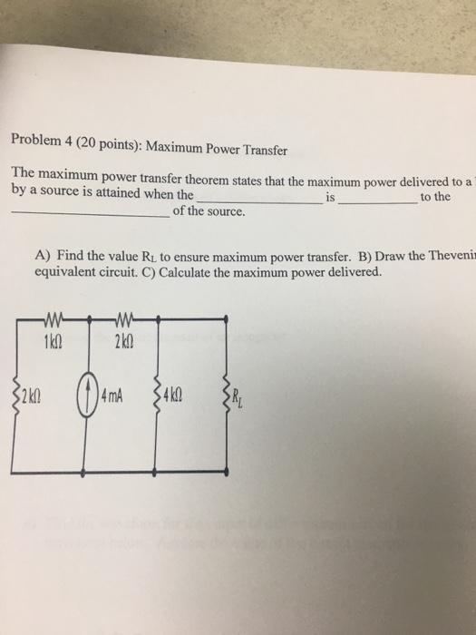 Solved The maximum power transfer theorem states that the | Chegg.com