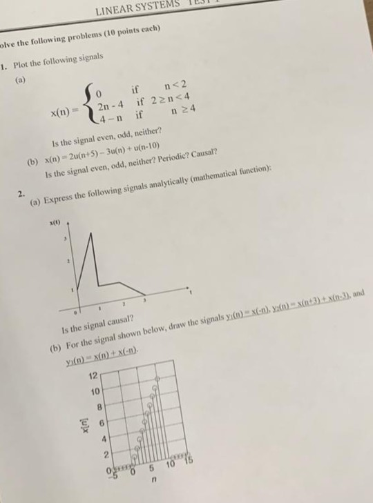 Solved LINEAR SYSTEMS LT olve the following problems (10 | Chegg.com