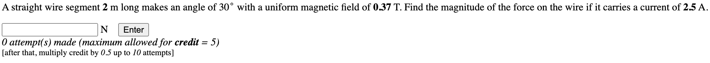 Solved A straight wire segment 2 m long makes an angle of | Chegg.com