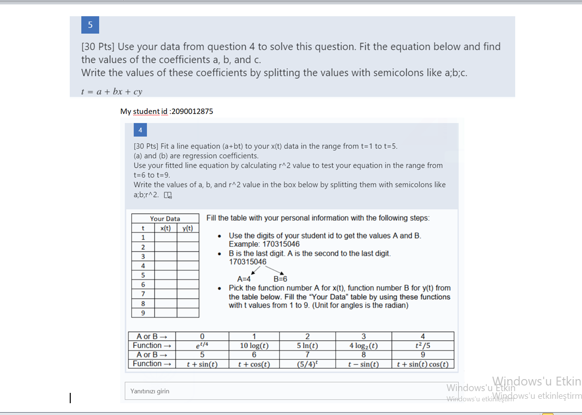Solved 5 [30 Pts] Use your data from question 4 to solve | Chegg.com