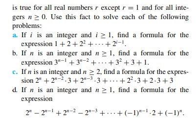 Solved is true for all real numbers r except r=1 and for all | Chegg.com
