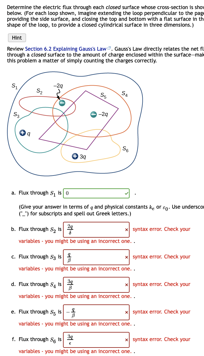 [Solved]: Determine the electric flux through each closed