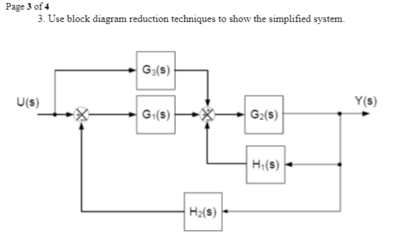 Solved Page 3 of 4 3. Use block diagram reduction techniques | Chegg.com