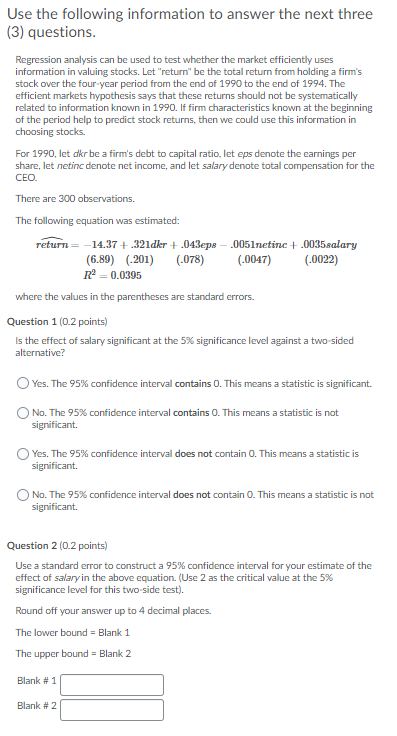 Solved Use the following information to answer the next | Chegg.com