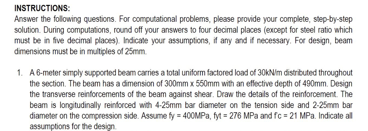Solved INSTRUCTIONS: Answer the following questions. For | Chegg.com
