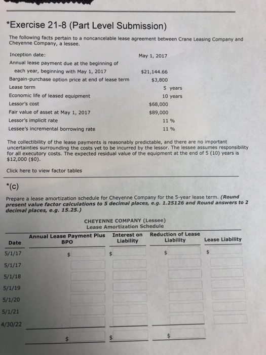 Solved Exercise 21-8 (Part Level Submission) The following | Chegg.com