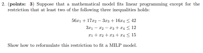 Solved (points: 3) ﻿Suppose that a mathematical model fits | Chegg.com