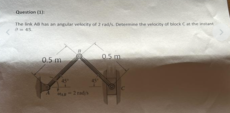 Solved The link AB has an angular velocity of 2rad/s. | Chegg.com