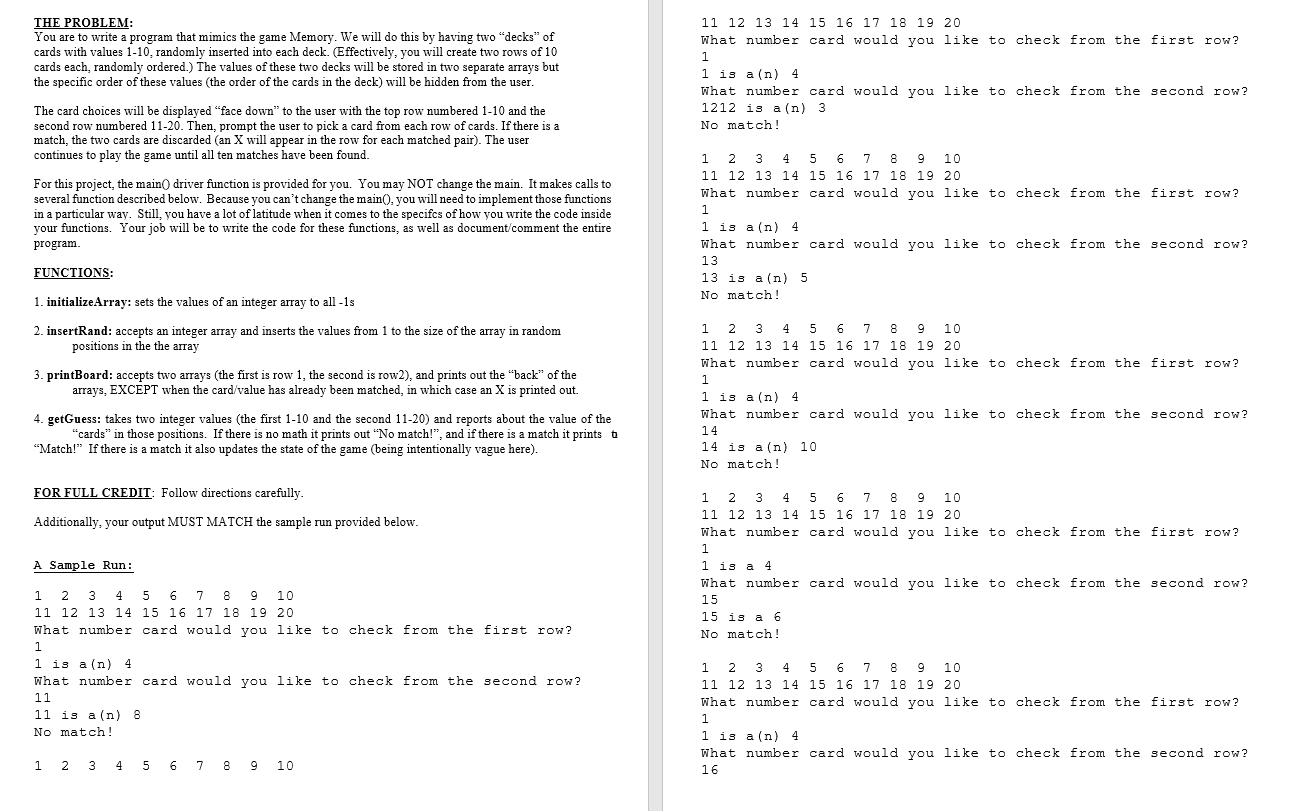 Solved THE PROBLEM: You are to write a program that mimics | Chegg.com