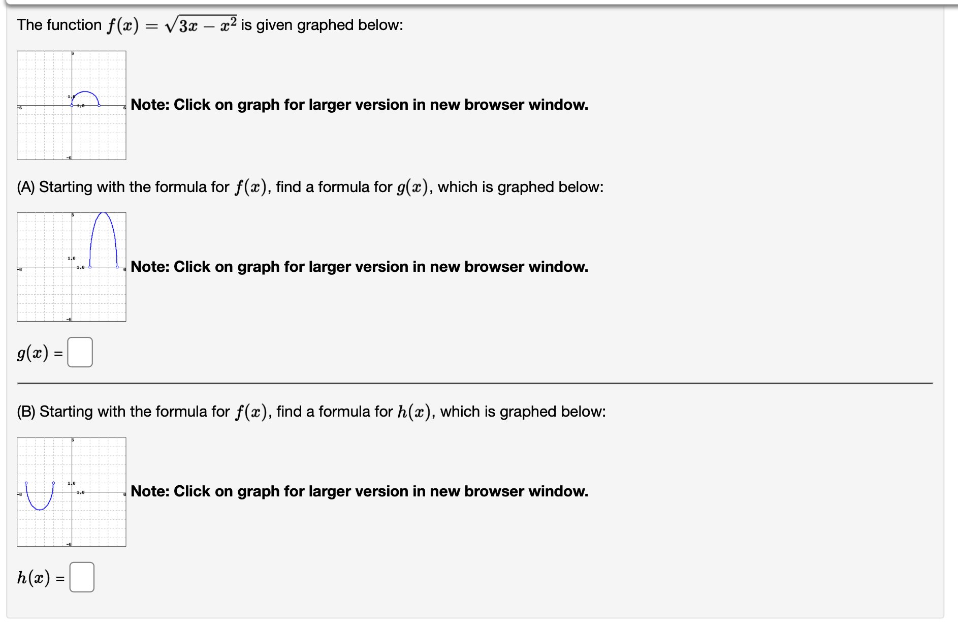 Solved The Function F X 3x−x2 Is Given Graphed Below Note