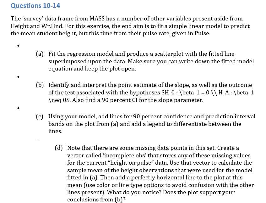 Solved I need help with part d in R. I have the following | Chegg.com