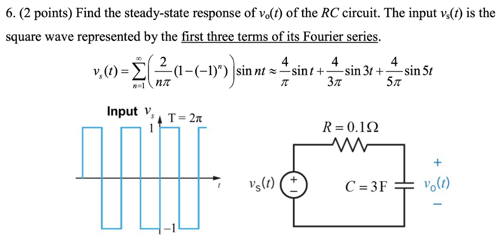 Solved 6. (2 points) Find the steady-state response of vd) | Chegg.com