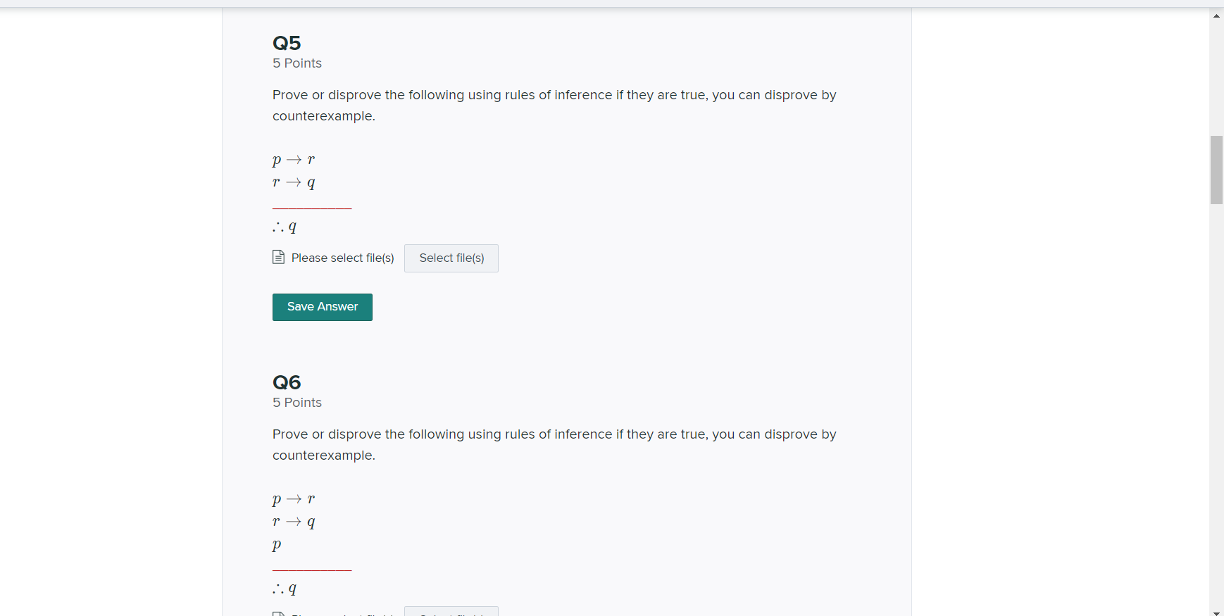Solved Q5 5 Points Prove or disprove the following using | Chegg.com