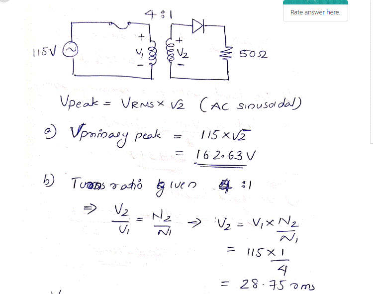 Solved 2. Assume that the half-wave unfiltered rectifier | Chegg.com