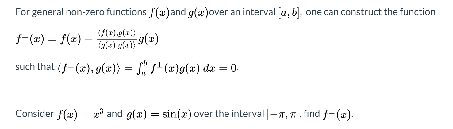 Solved For general non-zero functions f(x)and g(x )over an | Chegg.com