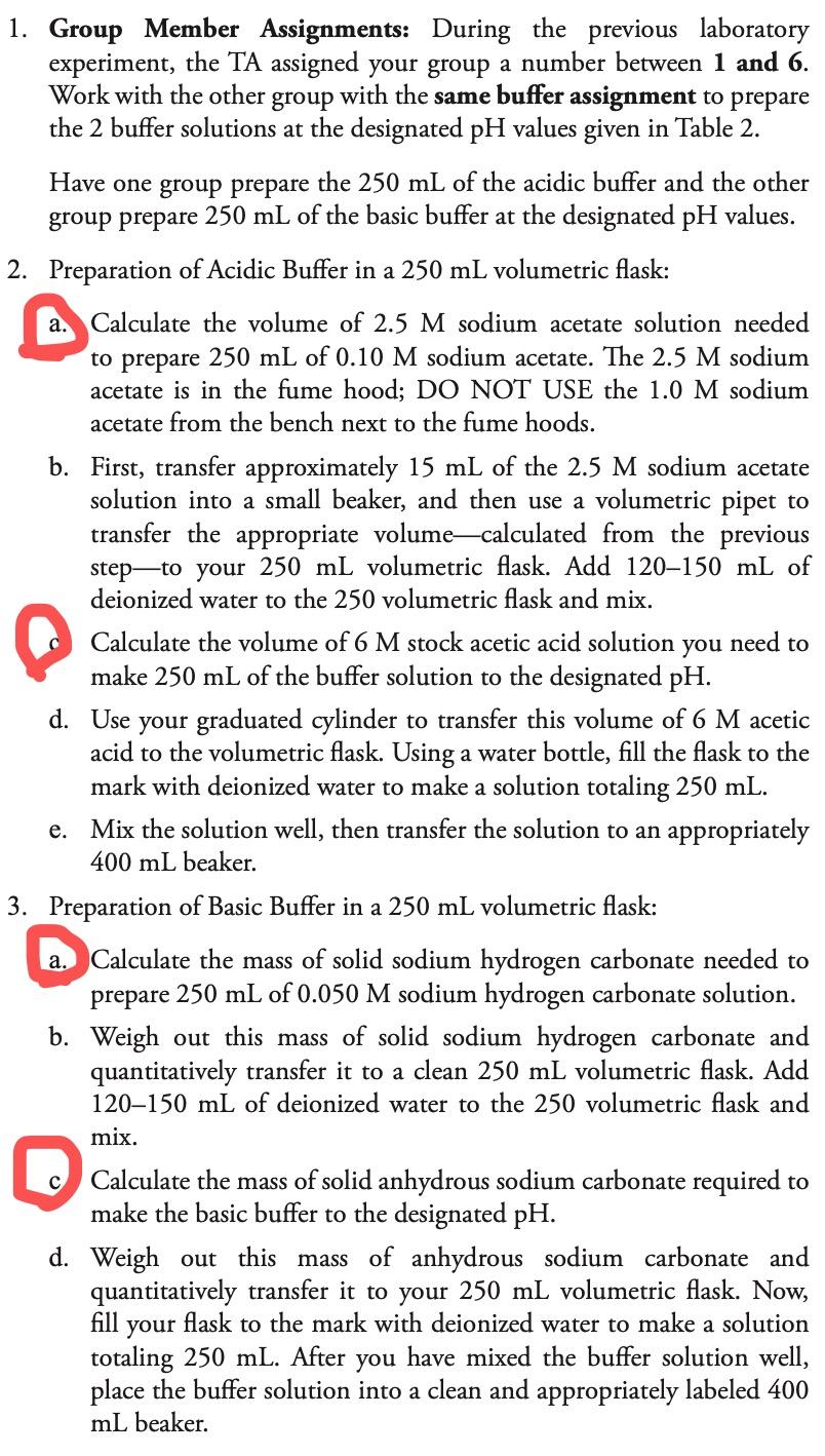 Solved Part I. Preparing Your Buffers You will be | Chegg.com