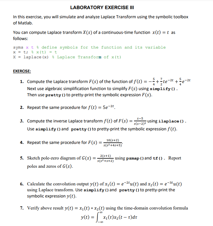 Solved LABORATORY EXERCISE IIIIn this exercise, you will | Chegg.com