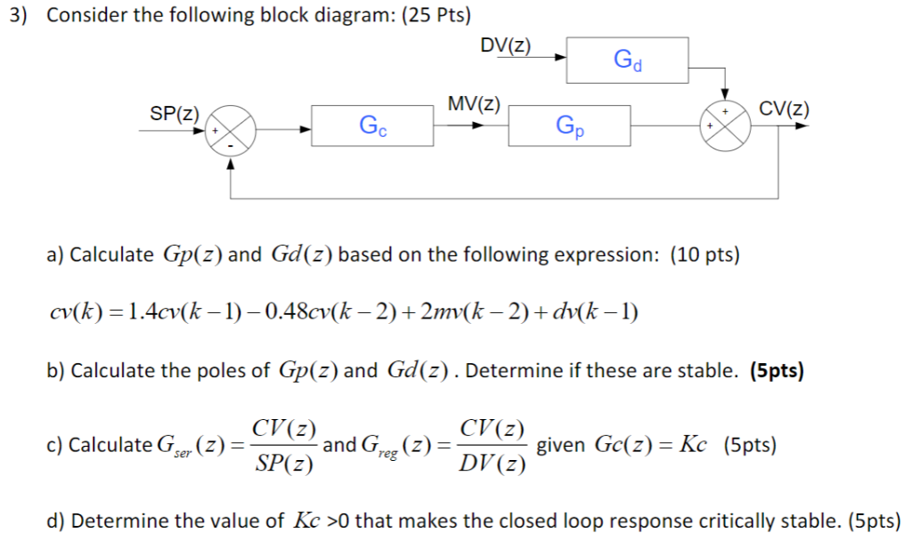 Solved 3) Consider the following block diagram: (25 Pts) | Chegg.com