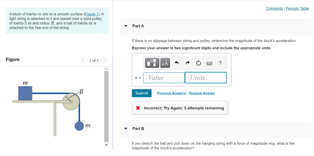 Solved Constants Periodic Table A block of inertia m sits on | Chegg.com