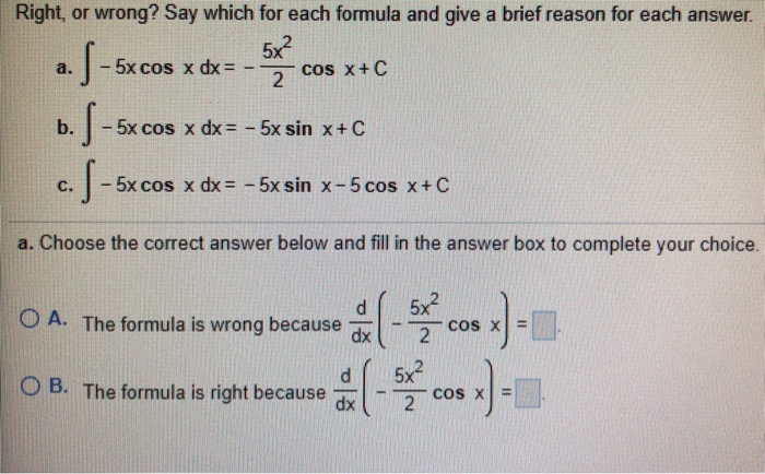 Solved Right, or wrong? Say which for each formula and give | Chegg.com