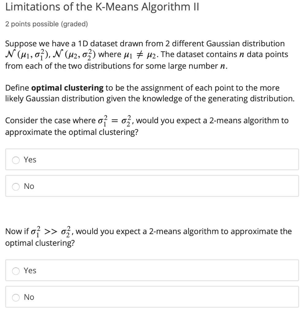 Solved Limitations Of The K Means Algorithm 2 Points 