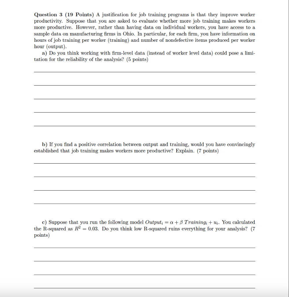 Solved Question 3 (19 Points) A justification for job | Chegg.com