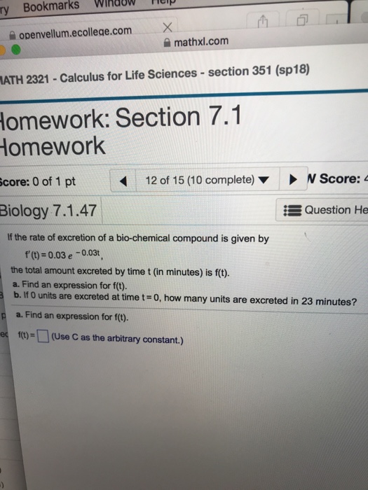 Solved y Bookmarks WIaow a openvellum.ecollege.comX ? | Chegg.com