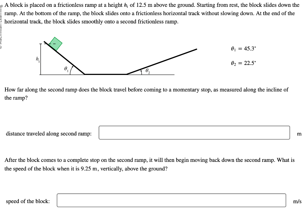 Solved A block is placed on a frictionless ramp at a height | Chegg.com