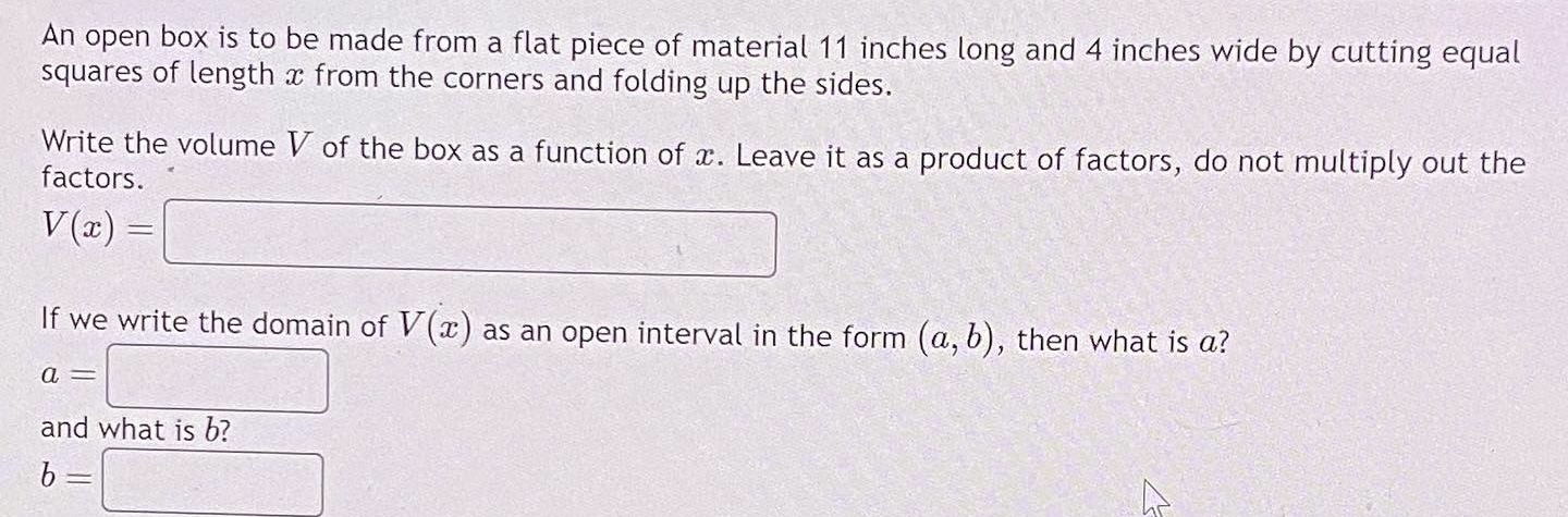 Solved An open box is to be made from a flat piece of | Chegg.com