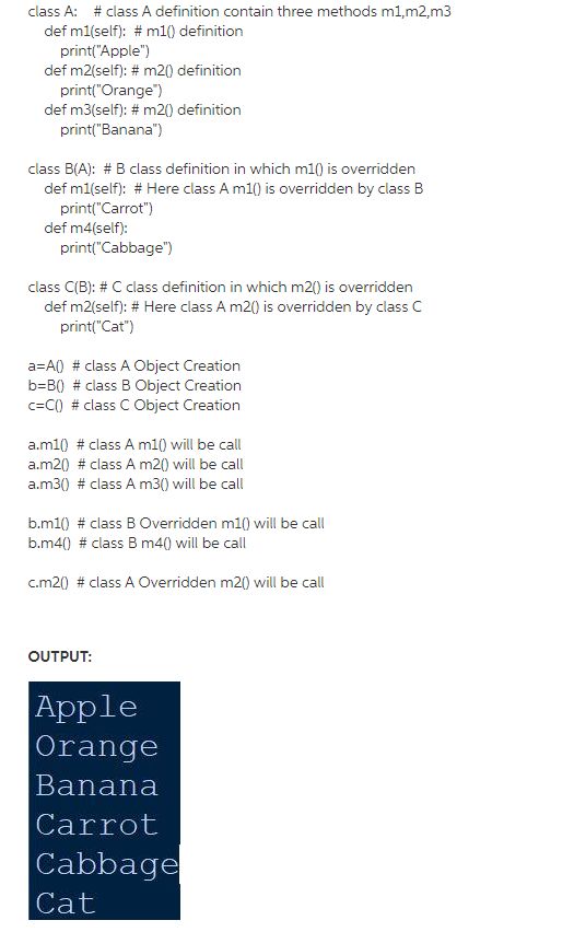 Solved class A: # class A definition contain three methods | Chegg.com