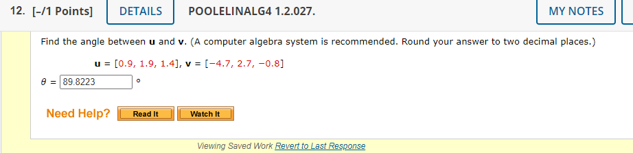 Solved 4. [0/2 Points) DETAILS PREVIOUS ANSWERS POOLELINALG4 | Chegg.com