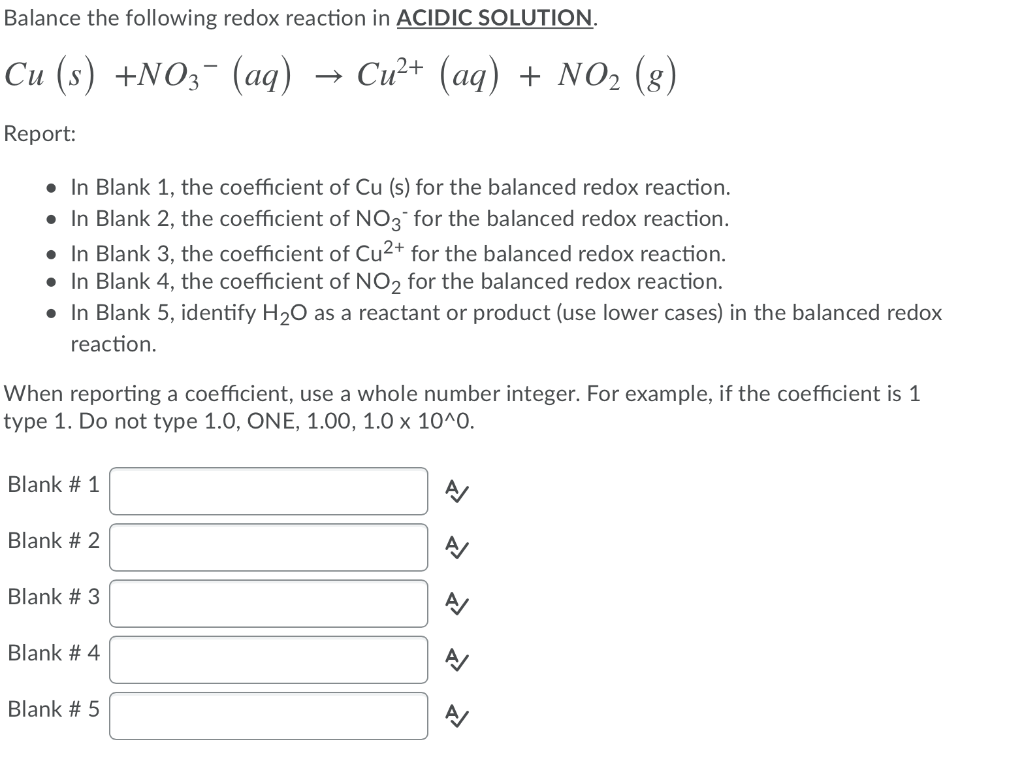 Solved Balance the following redox reaction in ACIDIC | Chegg.com