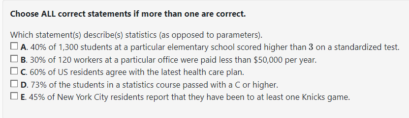 Solved Choose ALL correct statements if more than one are | Chegg.com