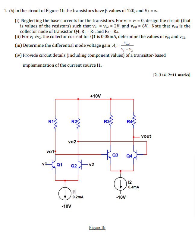Solved 1. (b) In the circuit of Figure 1b the transistors | Chegg.com