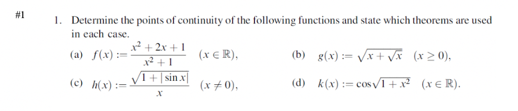 Solved #1 1. Determine the points of continuity of the | Chegg.com